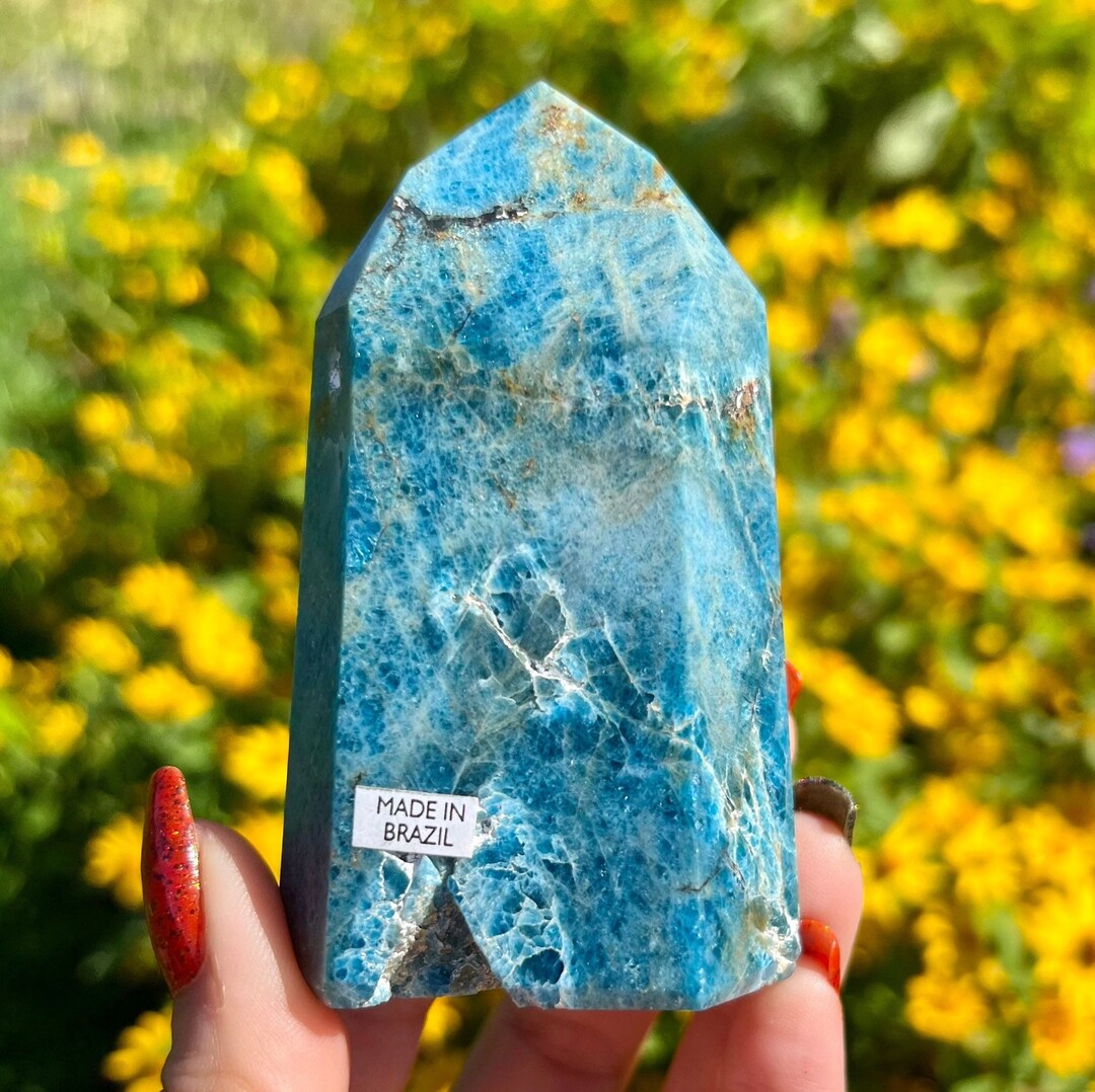 Blue Apatite Tower Large - High Quality Blue Apatite Crystal Point ...