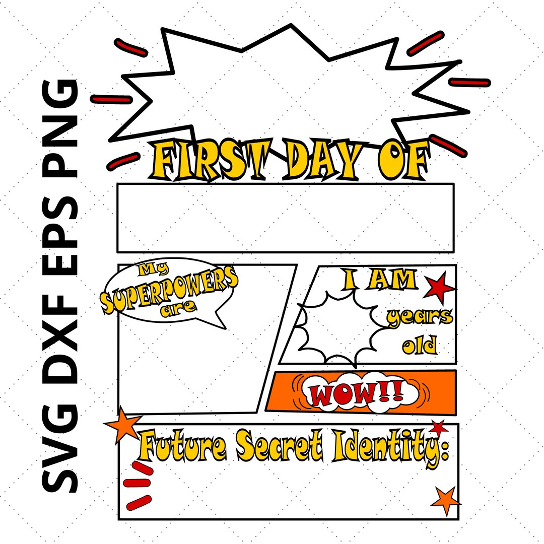 First Day of School Comic Book Chalkboard SVG DXF PNG Eps - Etsy
