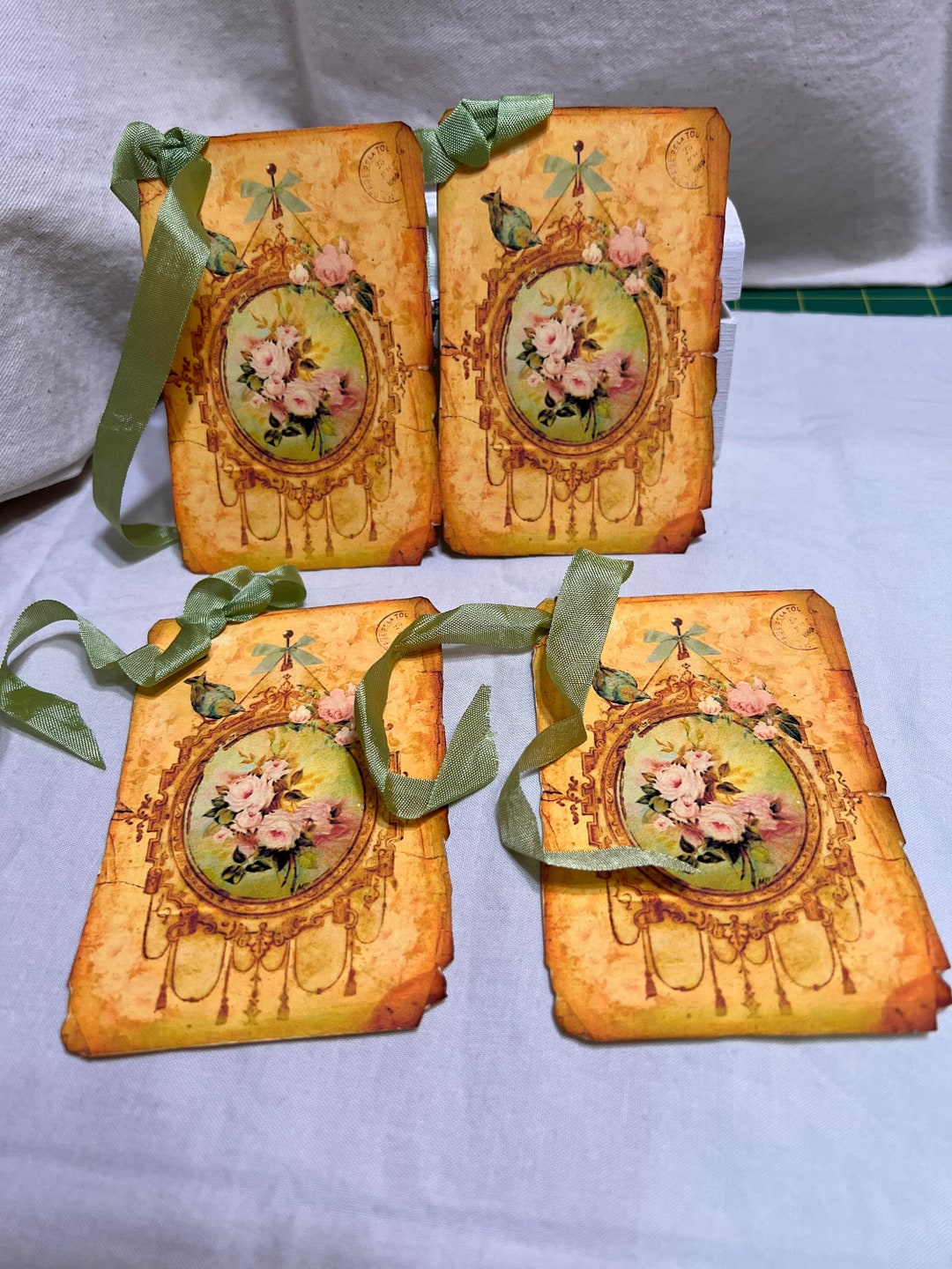 Lovely Gift Tags With A Vintage Shabby Style French Tags Tied With Seam ...