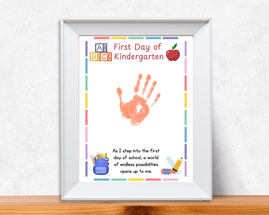 First Day of Kindergarten Handprint Art, Memory Keepsake (PDF) - Etsy