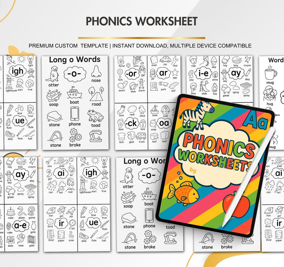 Phonics Worksheet Coloring Book | Learn to Read Coloring Pages for Kids ...