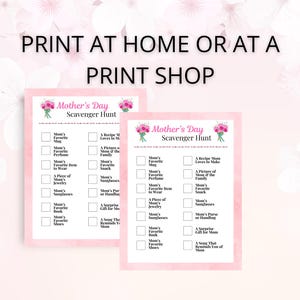 Mother's Day Scavenger Hunt Game, Family Activity (PDF) - Etsy