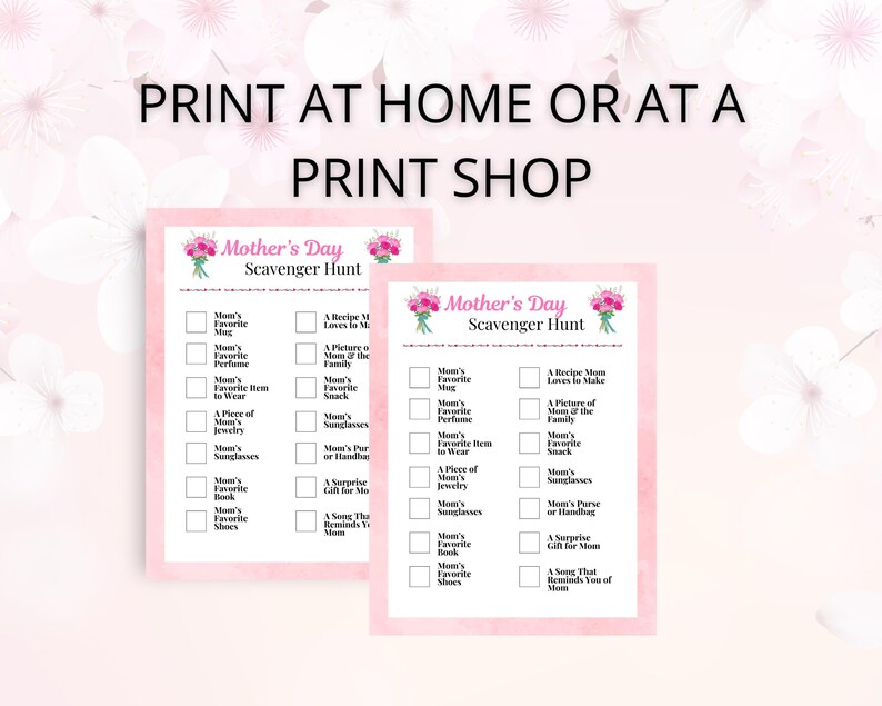 Mother's Day Scavenger Hunt, Mother's Day Party Game, Mother's Day Game ...