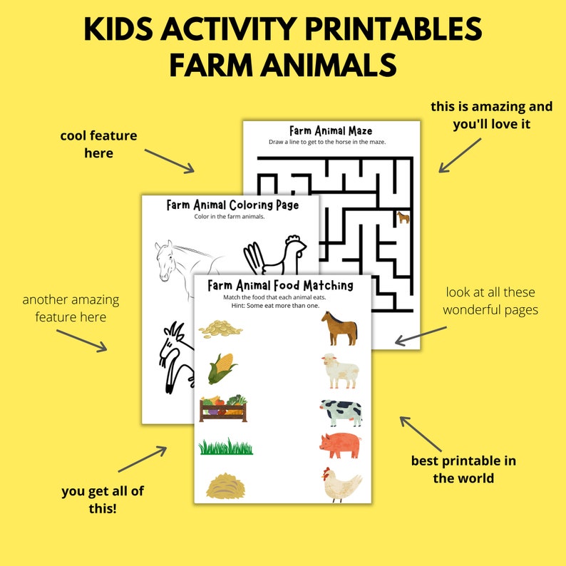 Preschool Pre-k Printable Farm Animals, Kids Activity Printable Farm ...