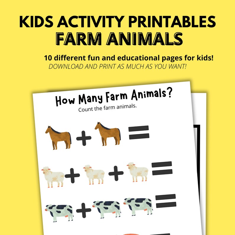 Preschool Pre-k Printable Farm Animals, Kids Activity Printable Farm ...