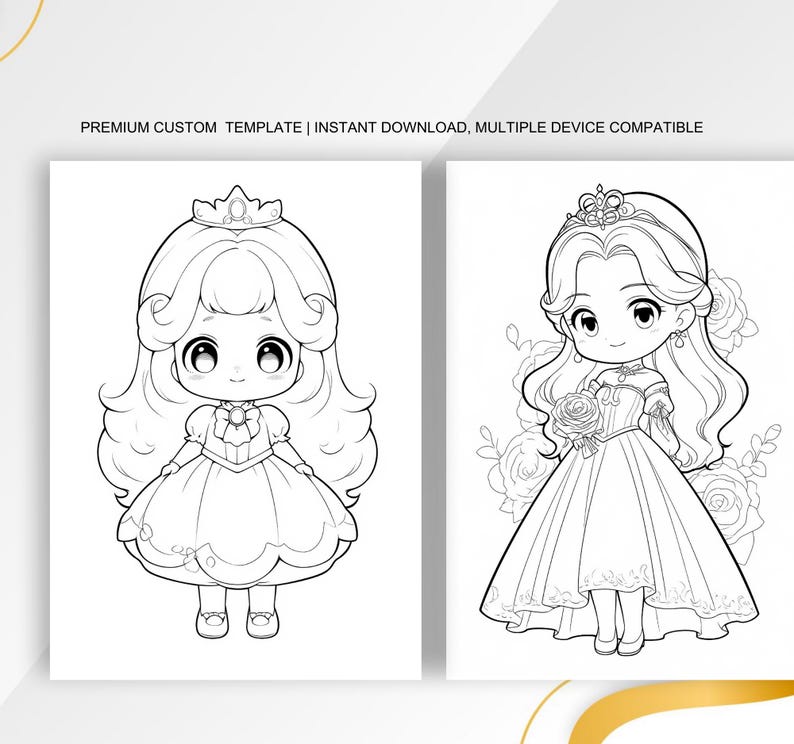 Princess Coloring Pages for Kids | Printable Activity (digital Download ...