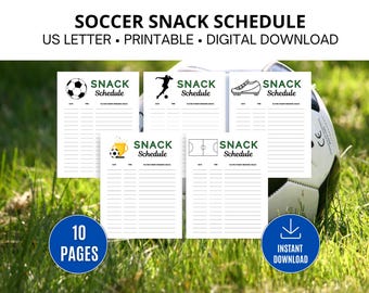 Soccer Printable Snack Sign-up Sheet for Teams | Soccer Snack Schedule ...