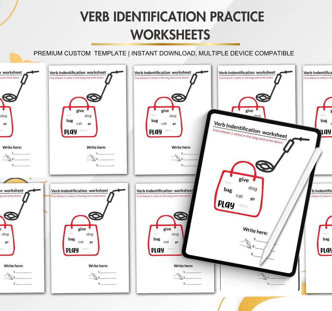 Verb Identification Practice Worksheet, Grammar Activity for Kids ...