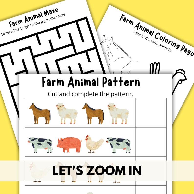 Preschool Pre-k Printable Farm Animals Kids Activity - Etsy