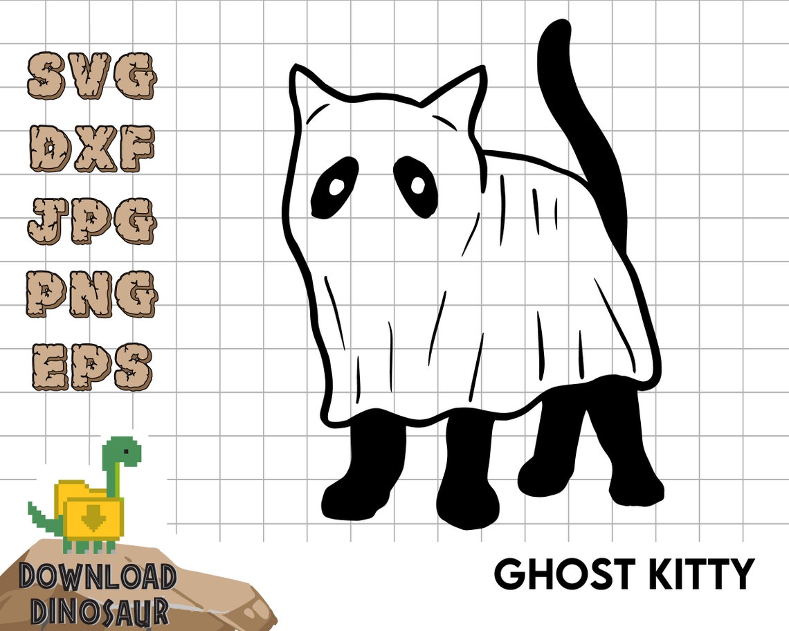 Ghost Kitty Cat Ghost Clipart Black Cat Clipart Cute - Etsy