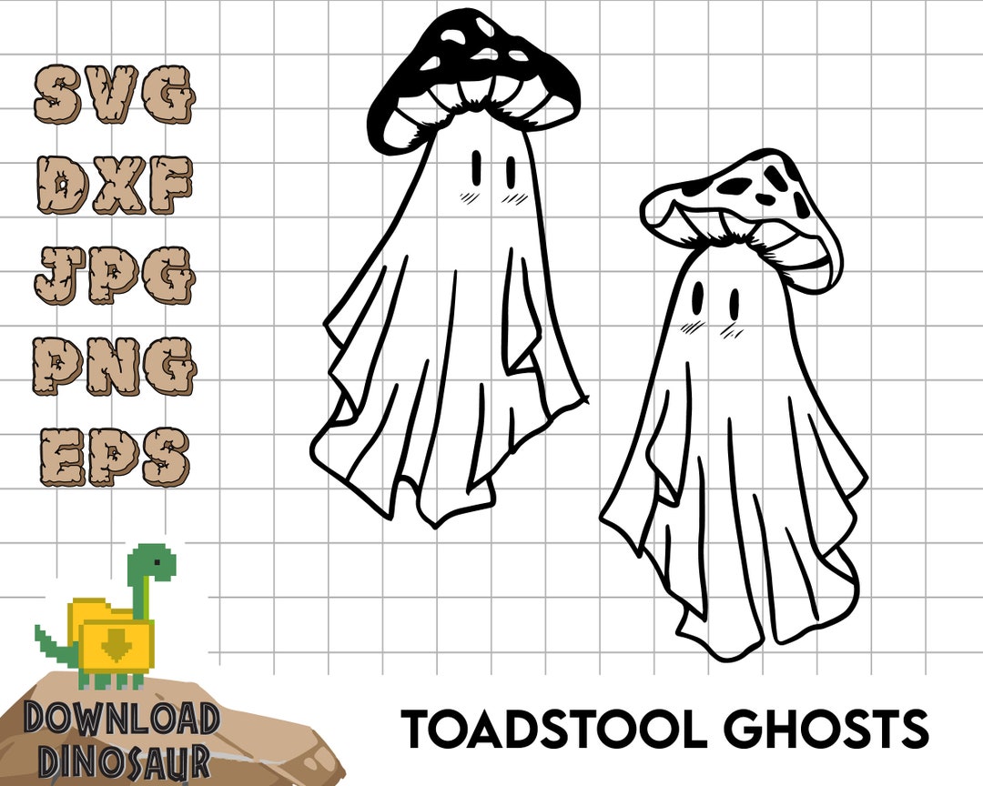 Ghost Clipart, Toadstool Decor, Cute Halloween SVG, Macabre Art, Spooky ...