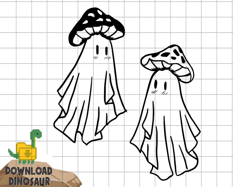Ghost Clipart, Toadstool Decor, Cute Halloween SVG, Macabre Art, Spooky ...