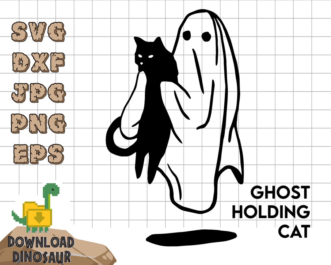 Cute Ghost Holding Cat, Cute Halloween, My First Halloween SVG, Ghost ...