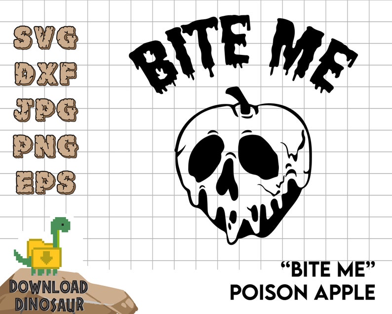 Bite Me Poisoned Apple SVG, Snow White Clipart, Funny Halloween SVG ...