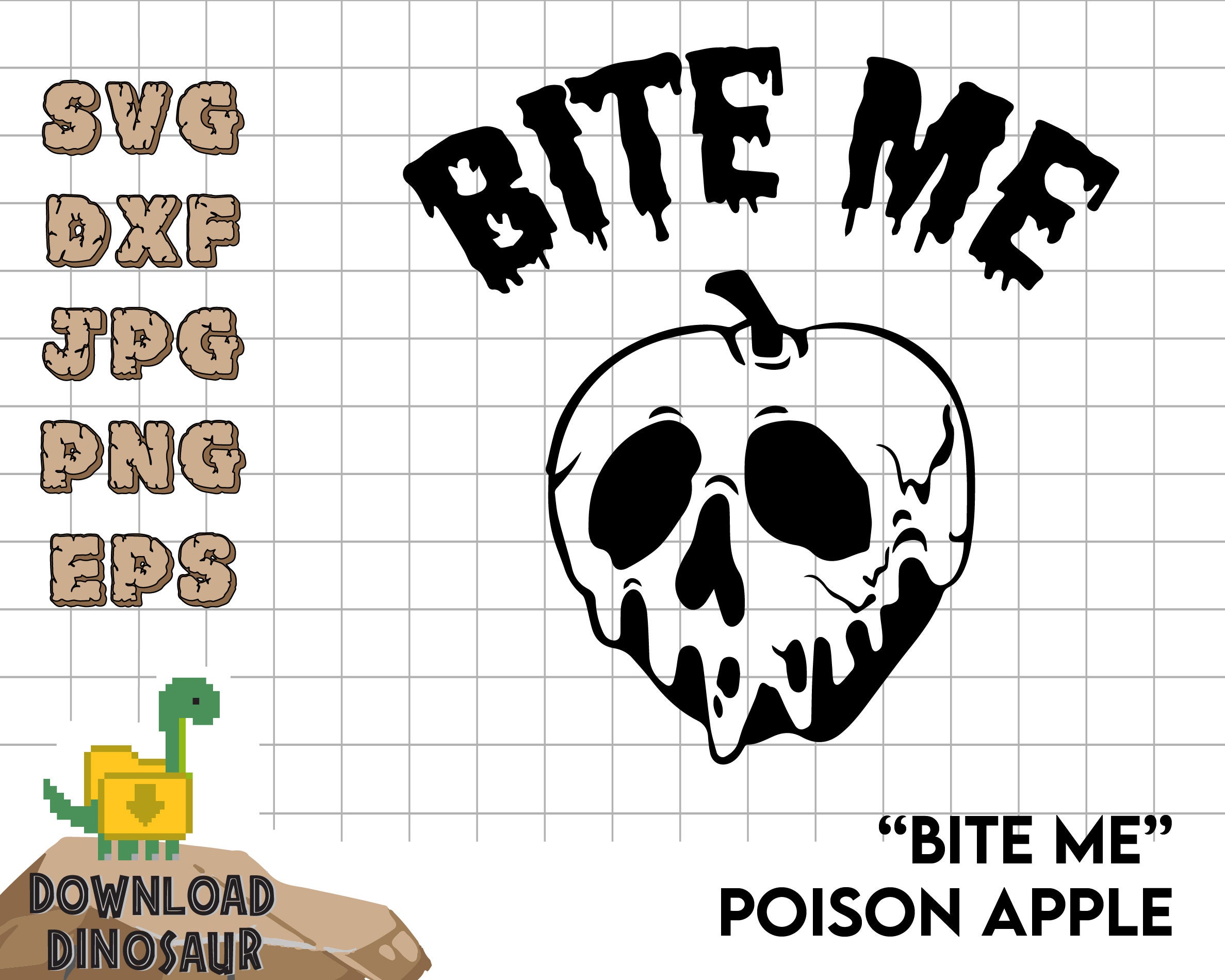 Bite Me Poisoned Apple SVG, Snow White Clipart, Funny Halloween SVG ...