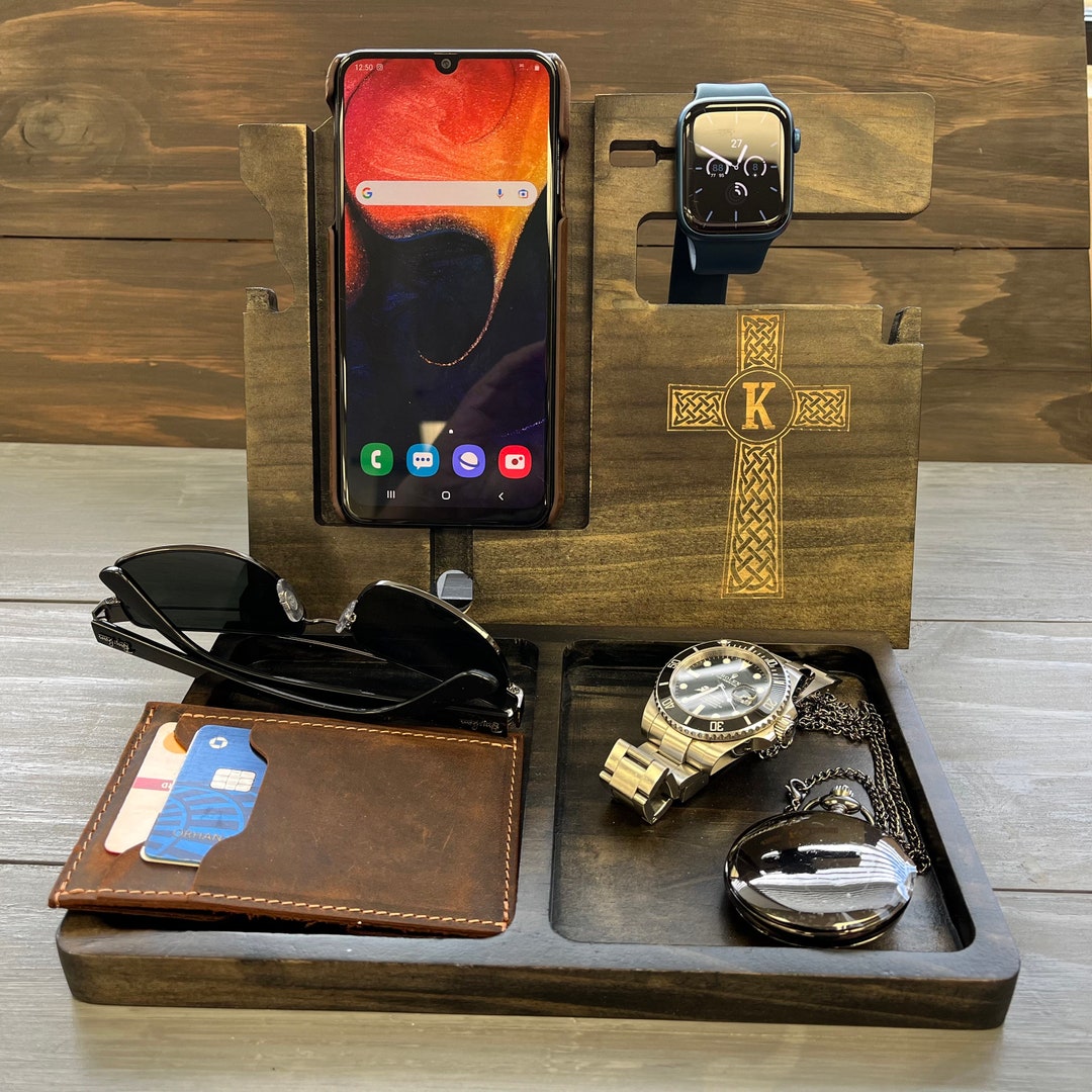 Night Stand Organizer for Men,wooden Docking Station,anniversary Gifts ...