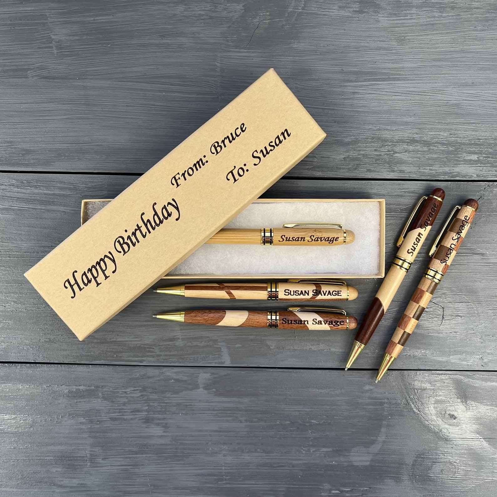 Personalized Engraved Wood Pen Custom Wooden Ballpoint Pens - Etsy