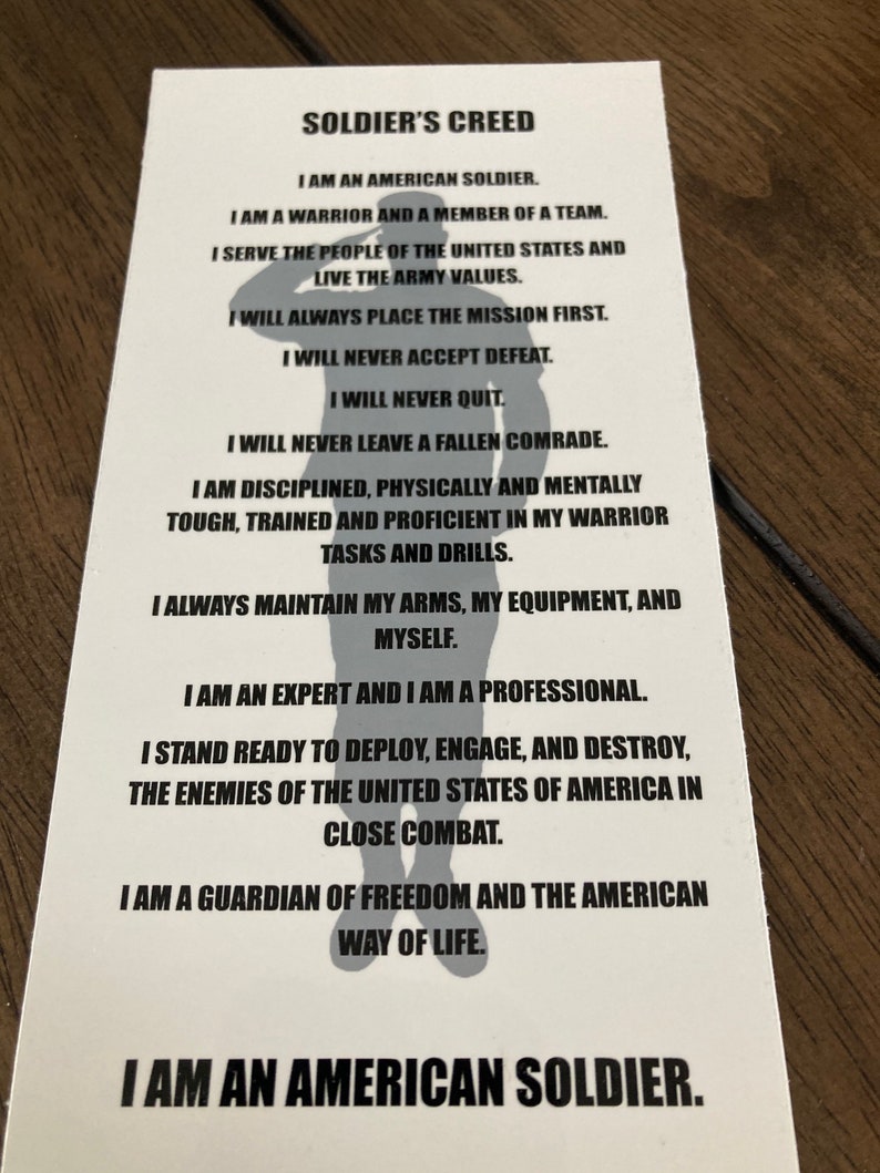DIY US Army Soldiers Creed Waterslide Decal candle Not - Etsy