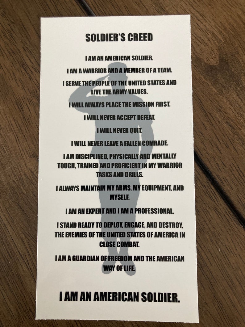 DIY US Army Soldiers Creed Waterslide Decal candle Not - Etsy