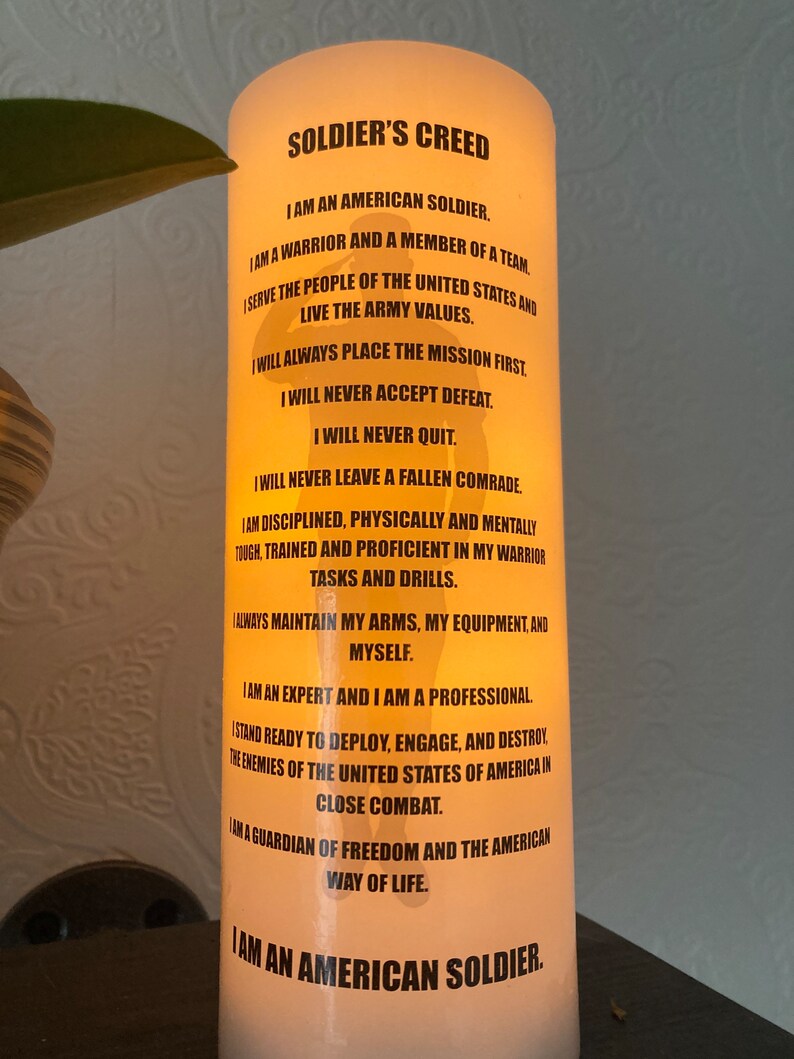 DIY US Army Soldiers Creed Waterslide Decal candle Not - Etsy