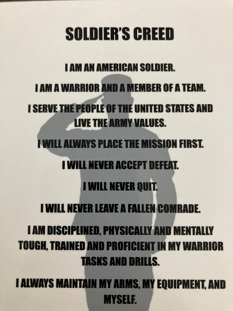 DIY US Army Soldiers Creed Waterslide Decal candle Not - Etsy