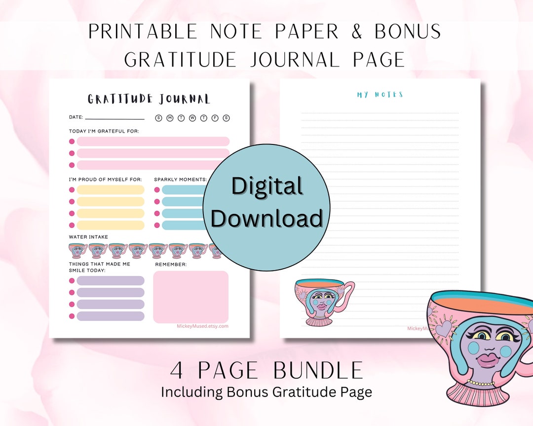 Printable Teacup Stationery & BONUS Gratitude Page, Cute Pink Downloads ...