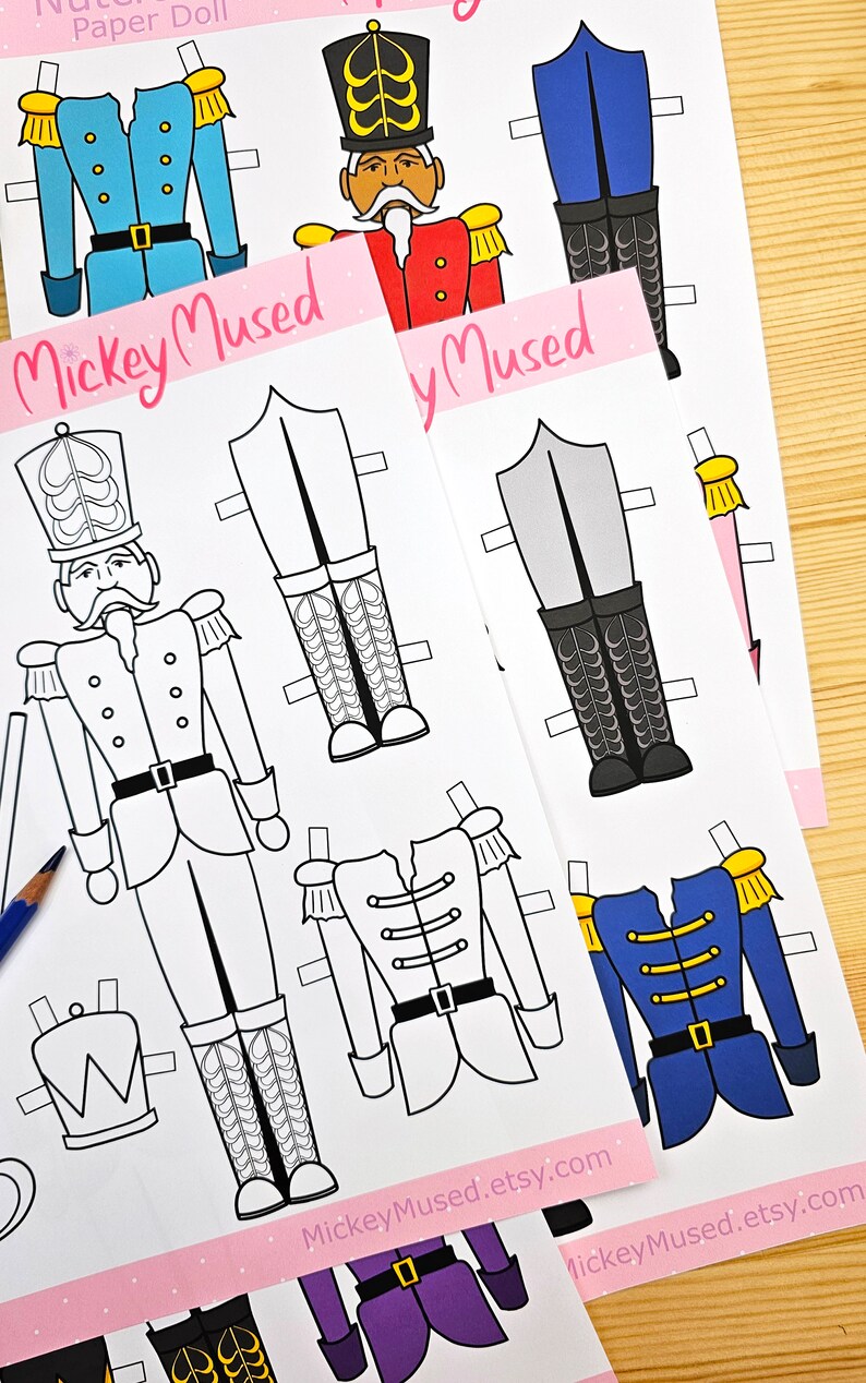 Nutcracker Paper Dolls & Bonus Colouring Page, PRINTABLE DOWNLOAD - Etsy
