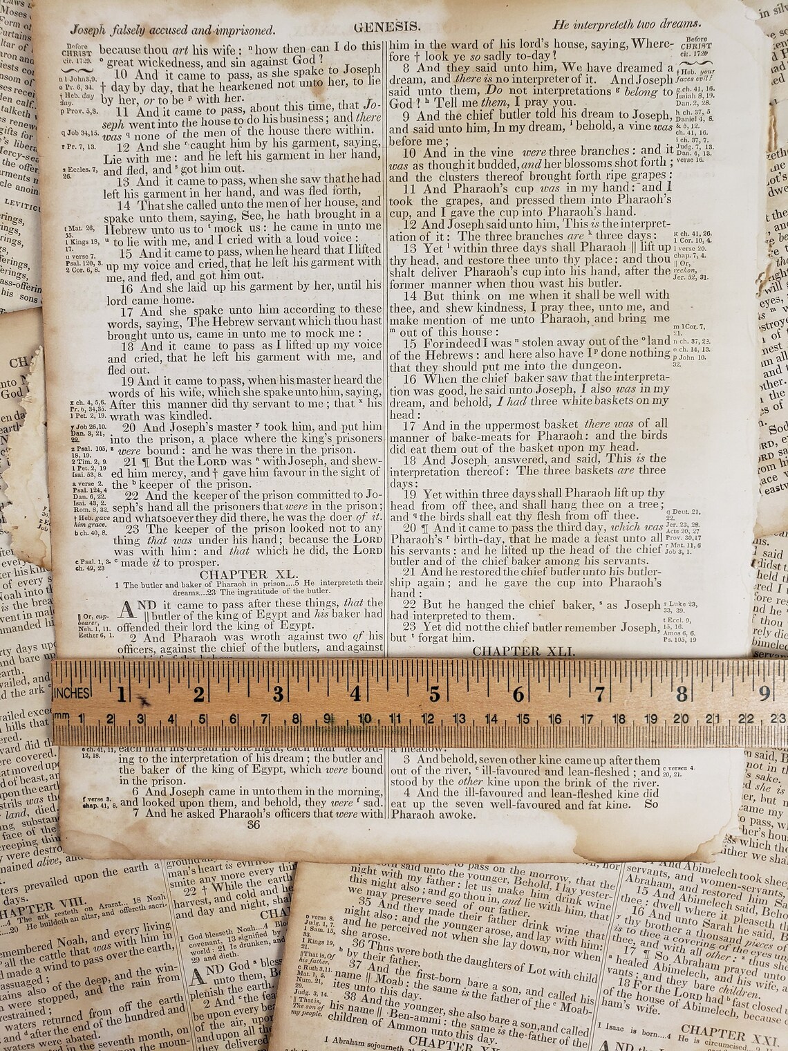 Antique Bible Pages Vintage 1850 10 Large Pages Journal - Etsy