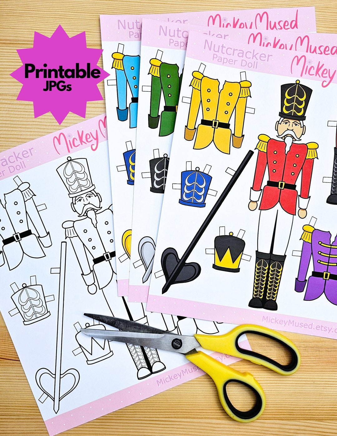 Nutcracker Paper Dolls & Bonus Colouring Page, PRINTABLE DOWNLOAD - Etsy