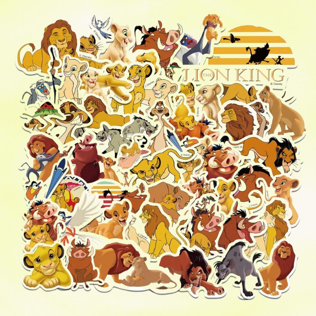 50 PCS Lion King Stickers | Cartoon Vinyl Waterproof Decals, Party ...