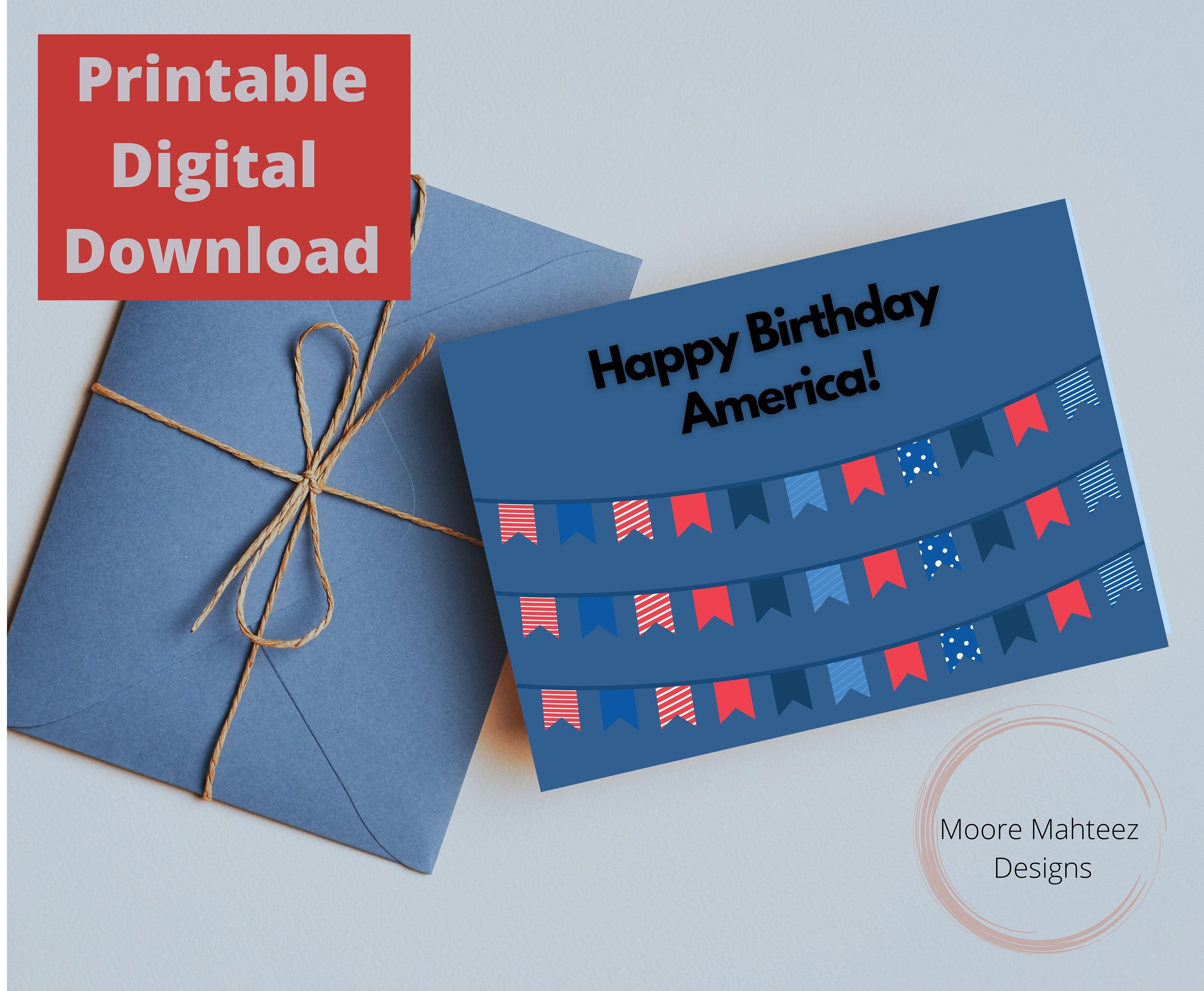 Printable Greeting Card | Happy Birthday America | Independence Day|4th ...