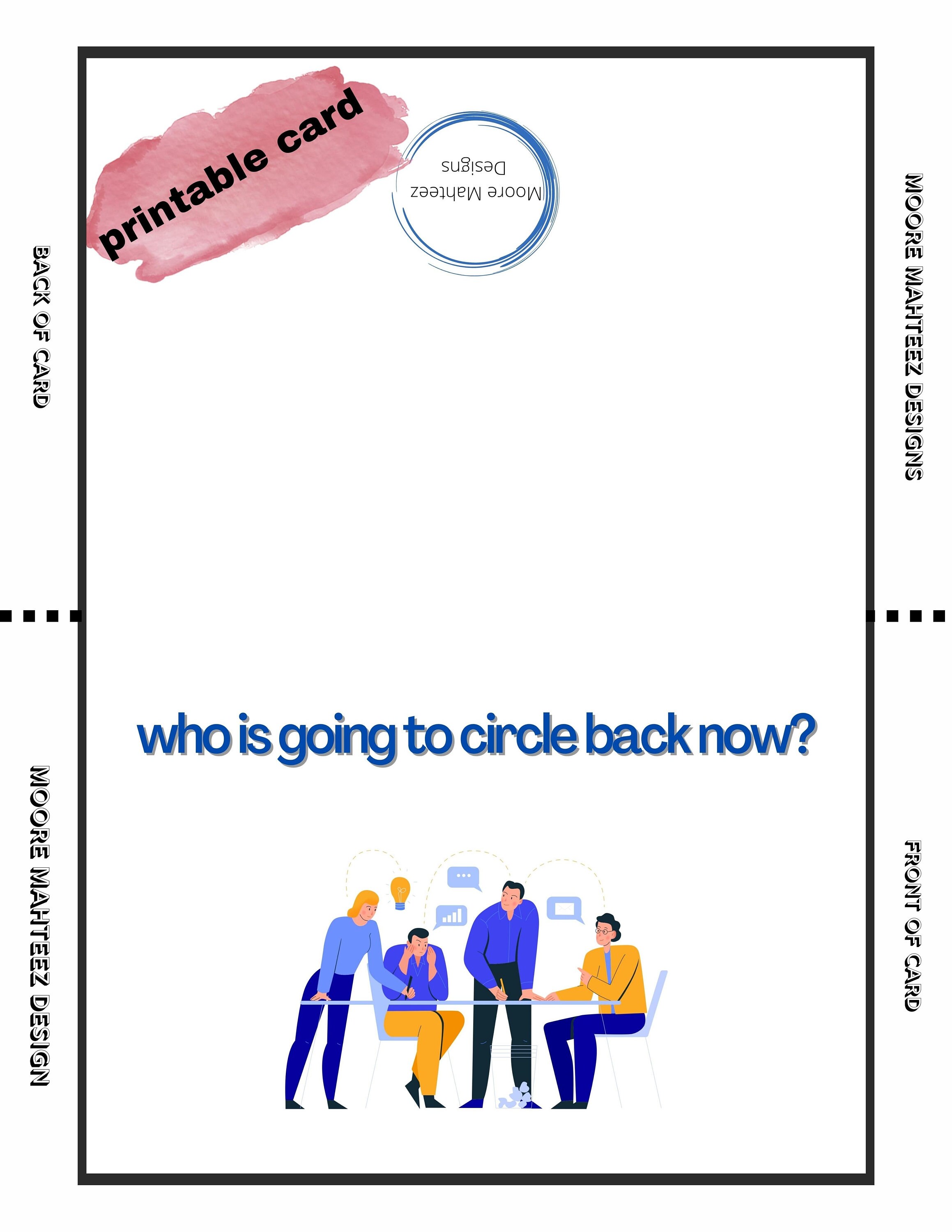 Printable Greeting Card | Coworker Card |circle Back| Instant Download ...