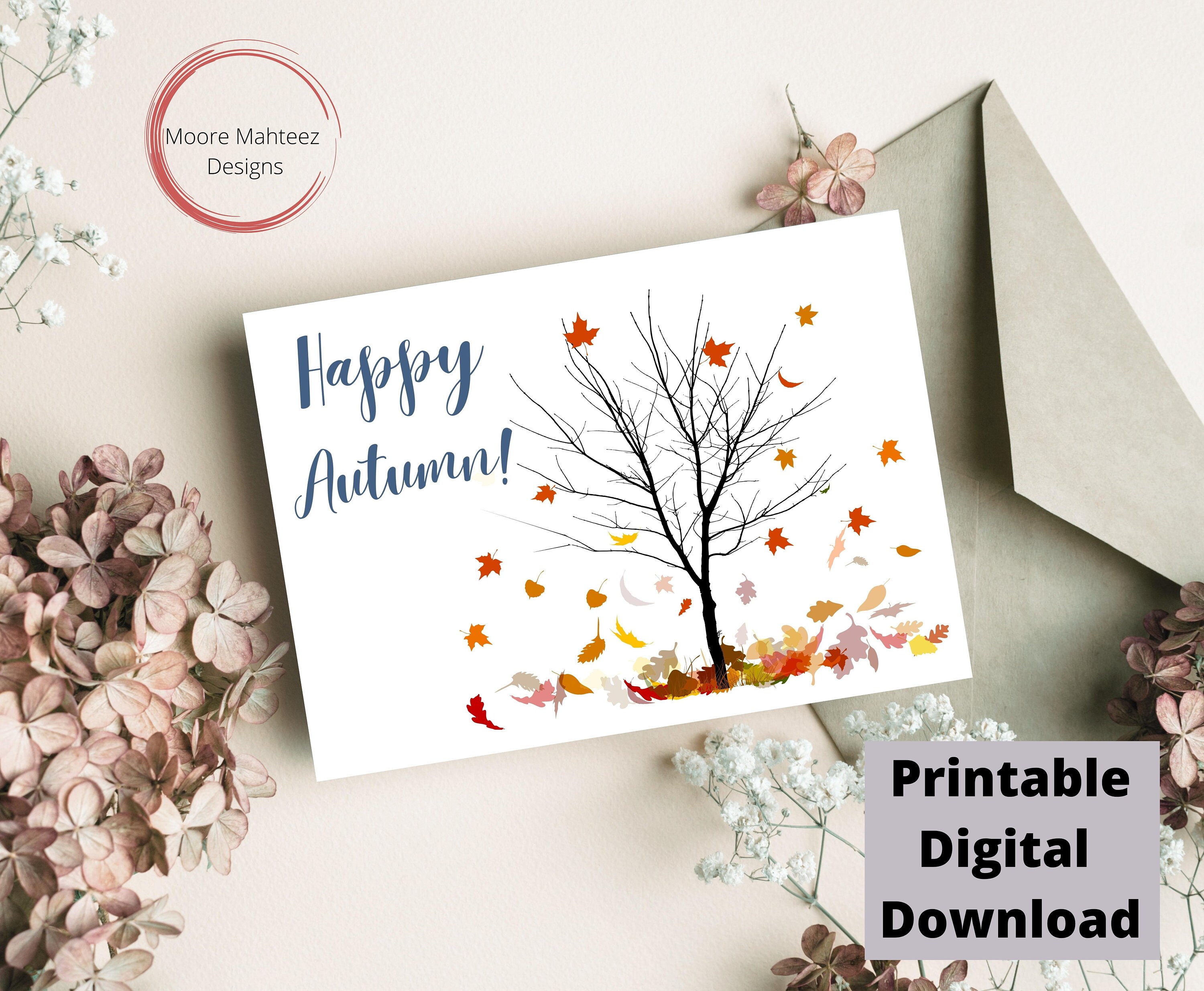 Printable Greeting Card | Happy Autumn| Harvest Card| Happy Fall Card ...