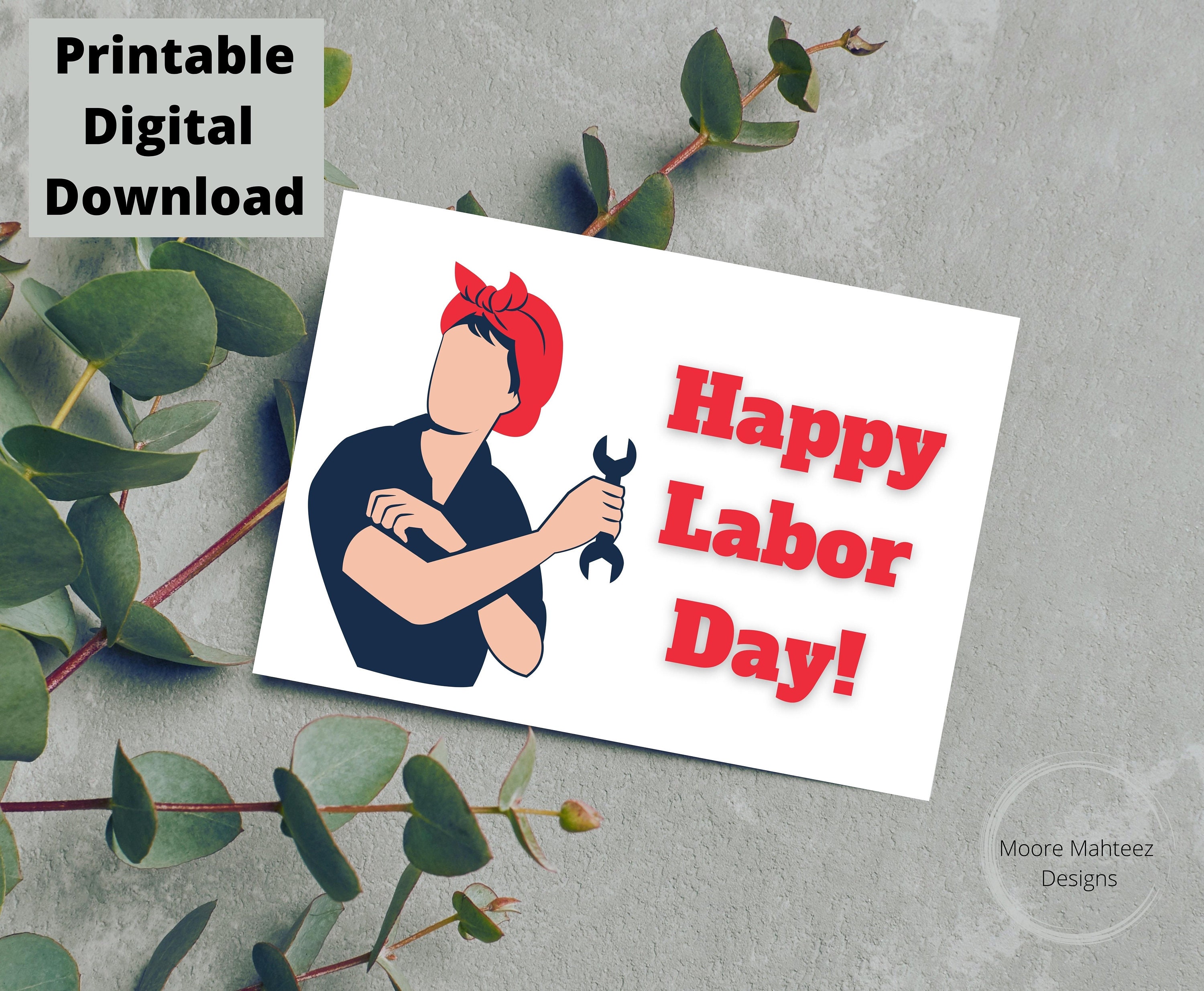 Printable Greeting Card Labor Day Card Woman Instant - Etsy