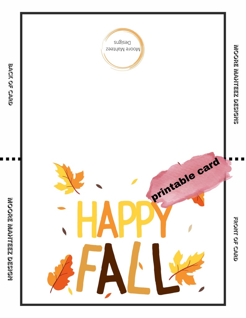 Printable Greeting Card | Happy Fall Card | Autumn Leaves | Instant ...