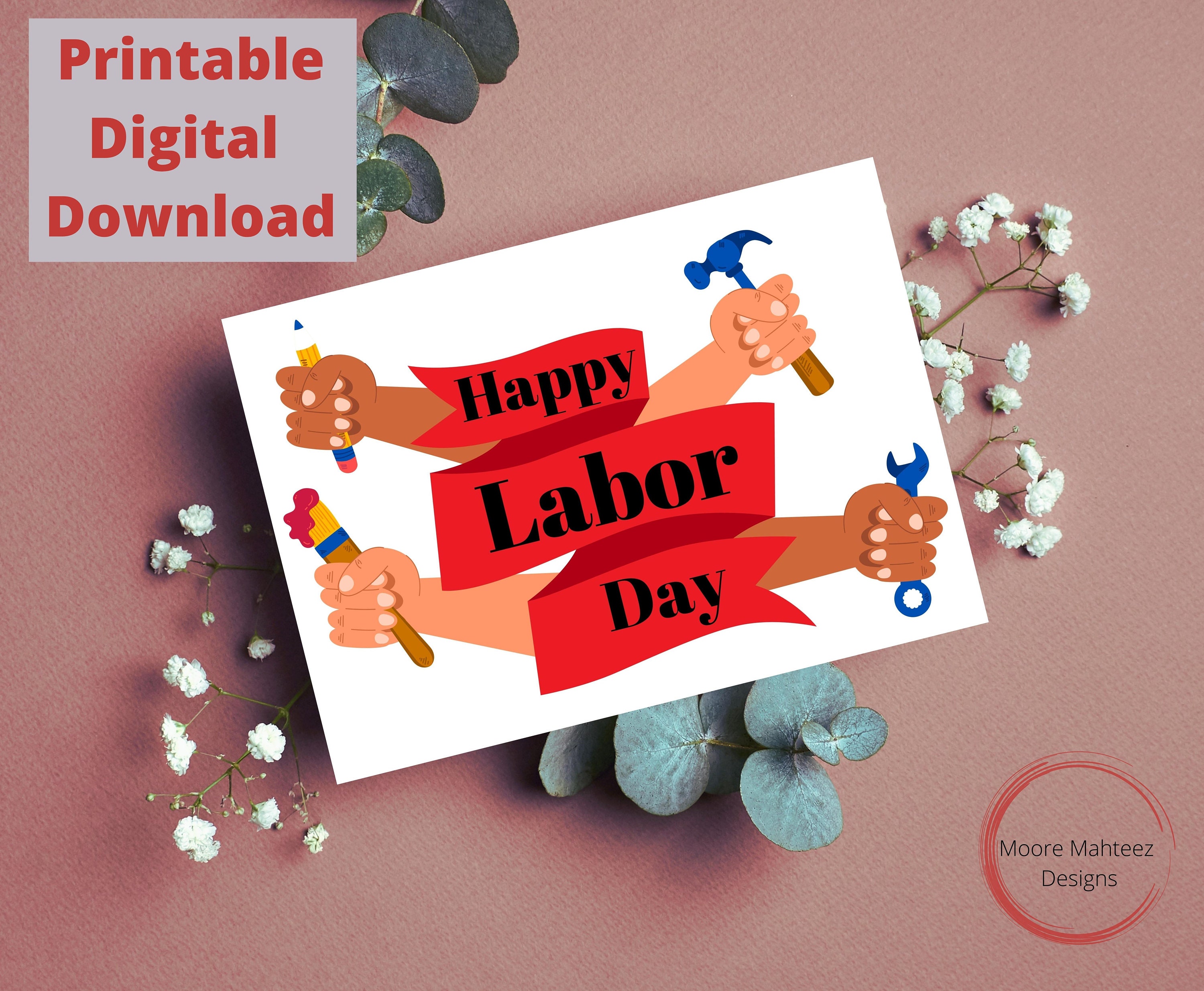 Printable Greeting Card | Labor Day Card| Woman | Instant Download ...