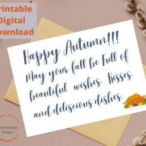 Printable Greeting Card Autumn Card Happy Fall Card - Etsy