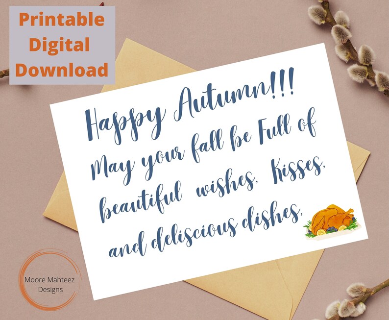 Printable Greeting Card | Autumn Card| Happy Fall Card | Instant ...
