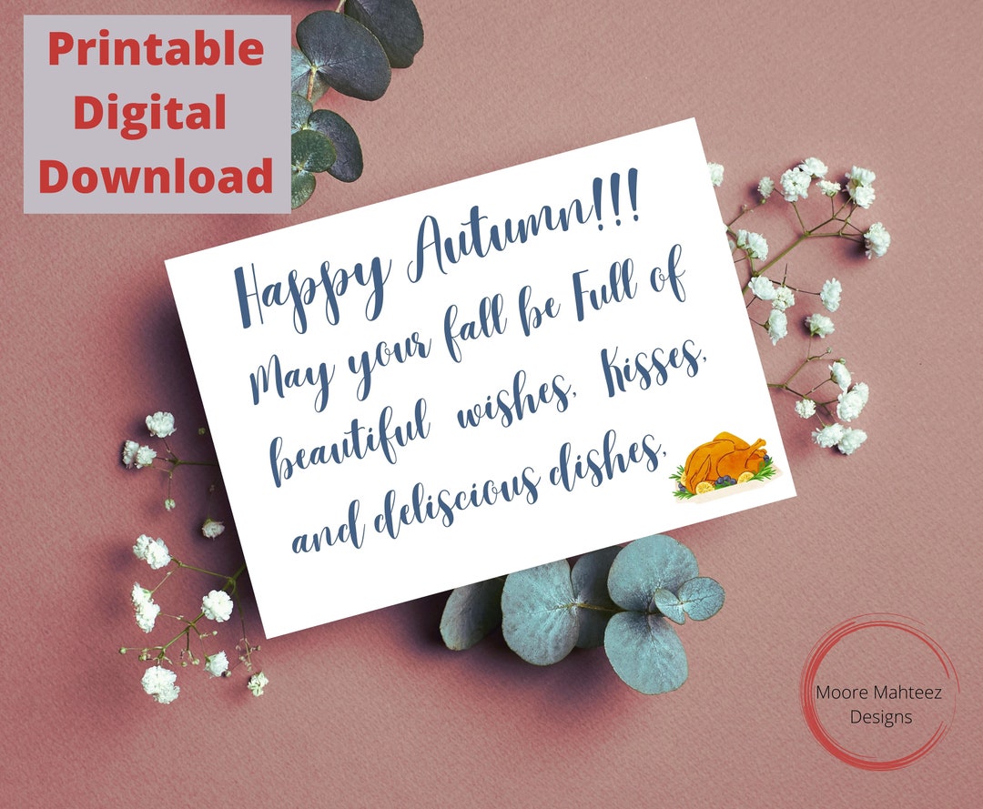 Printable Greeting Card | Autumn Card| Happy Fall Card | Instant ...