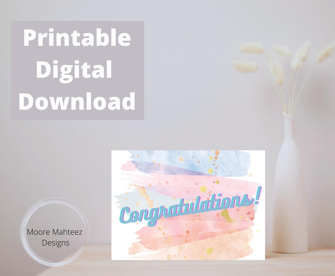 Printable Greeting Card | Congratulations | Pastel Card| Neutral Card ...