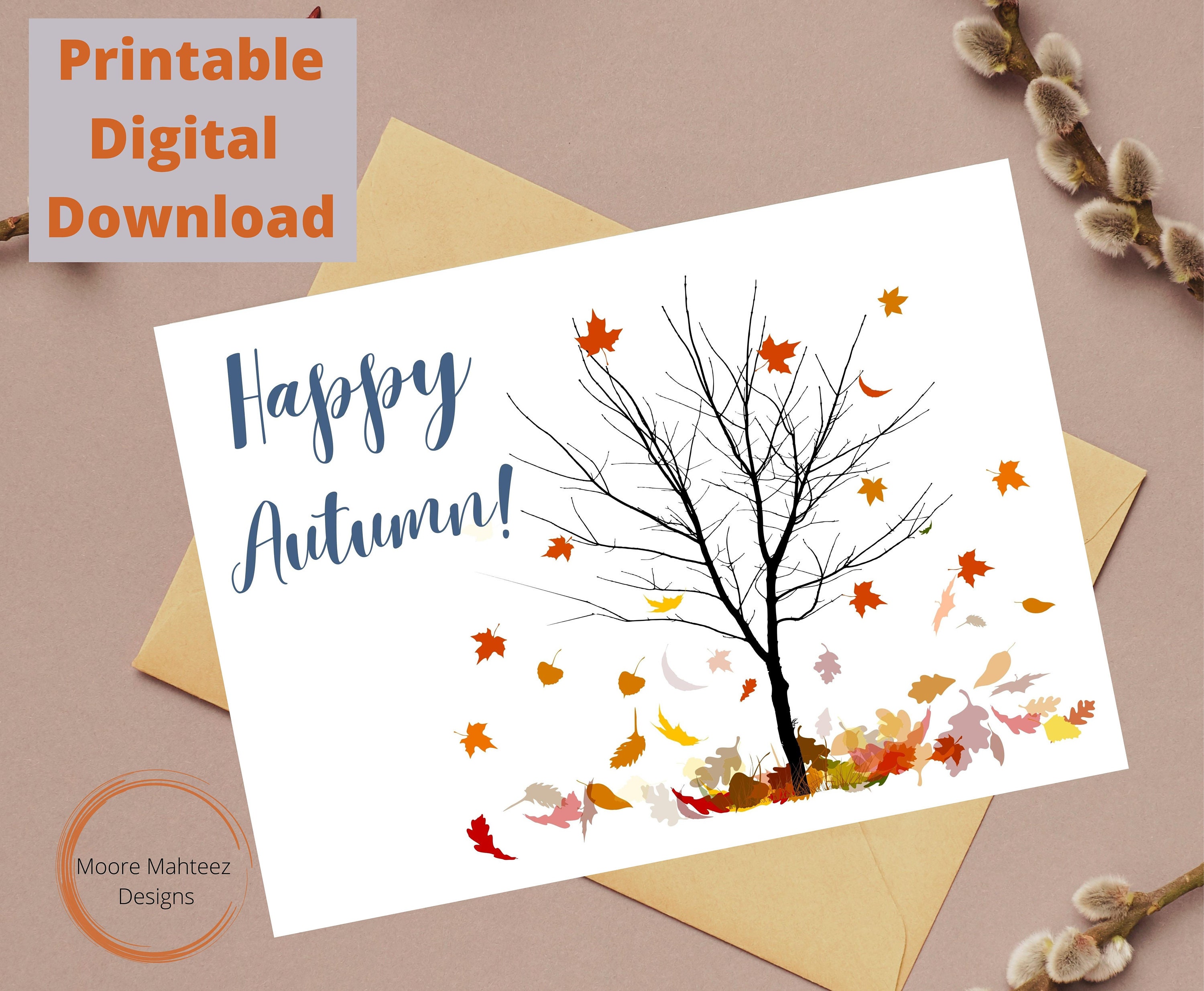 Printable Greeting Card | Happy Autumn| Harvest Card| Happy Fall Card ...