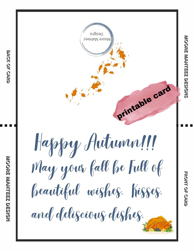 Printable Greeting Card Autumn Card Happy Fall Card - Etsy