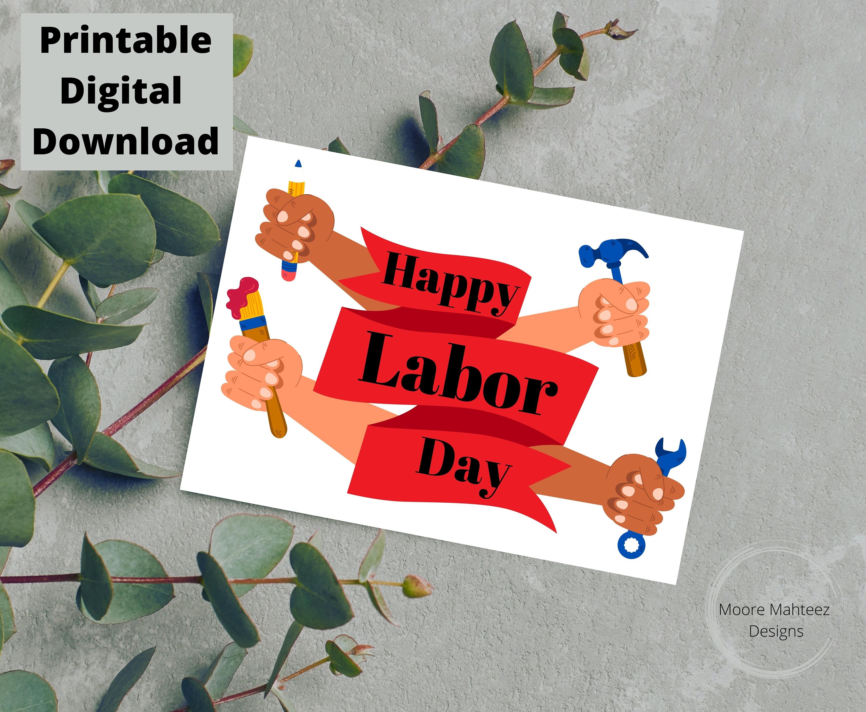 Printable Greeting Card | Labor Day Card| Woman | Instant Download ...