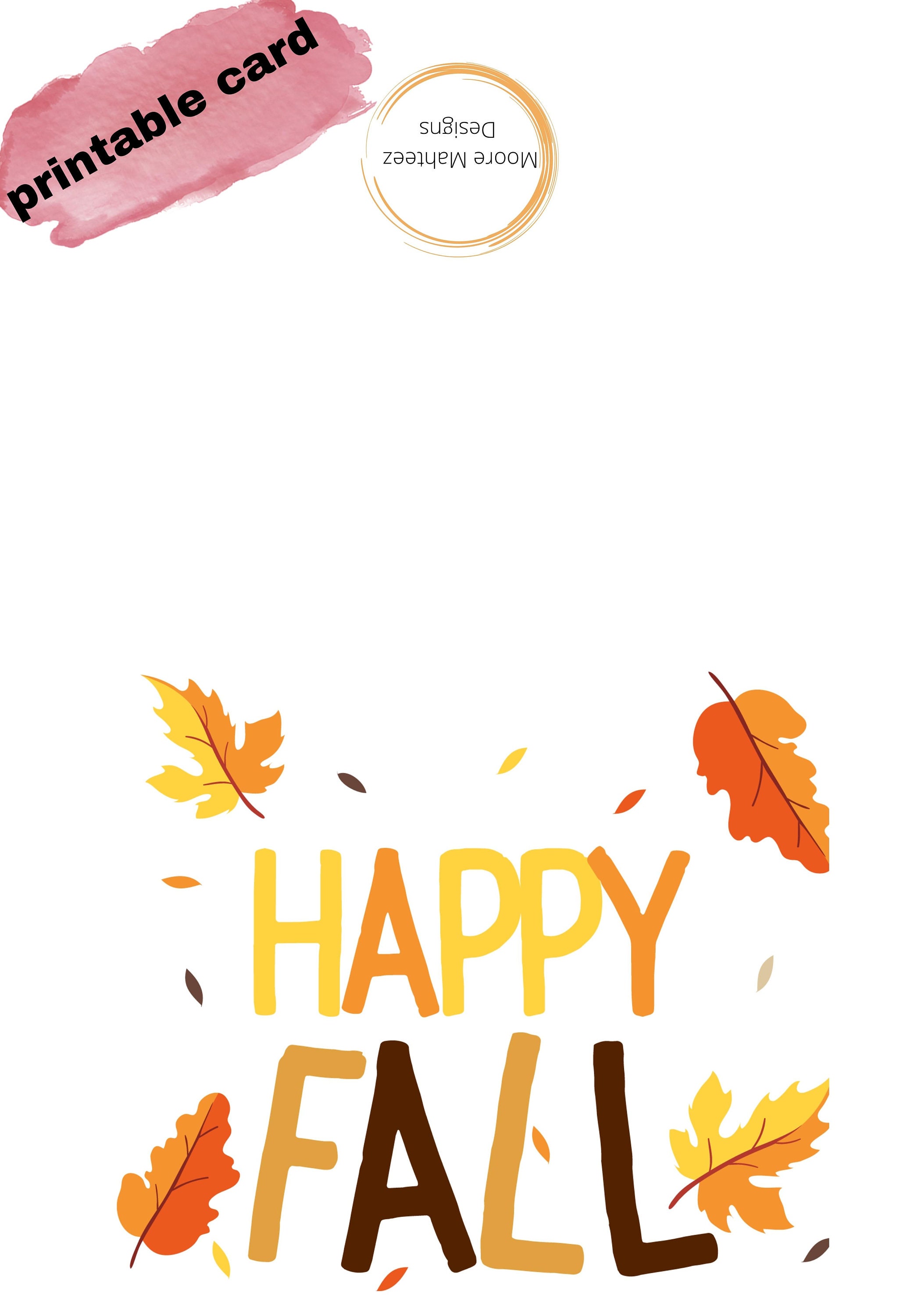 Printable Greeting Card | Happy Fall Card | Autumn Leaves | Instant ...
