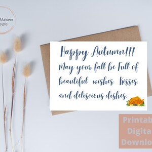 Printable Greeting Card Autumn Card Happy Fall Card - Etsy
