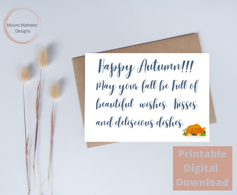 Printable Greeting Card | Autumn Card| Happy Fall Card | Instant ...