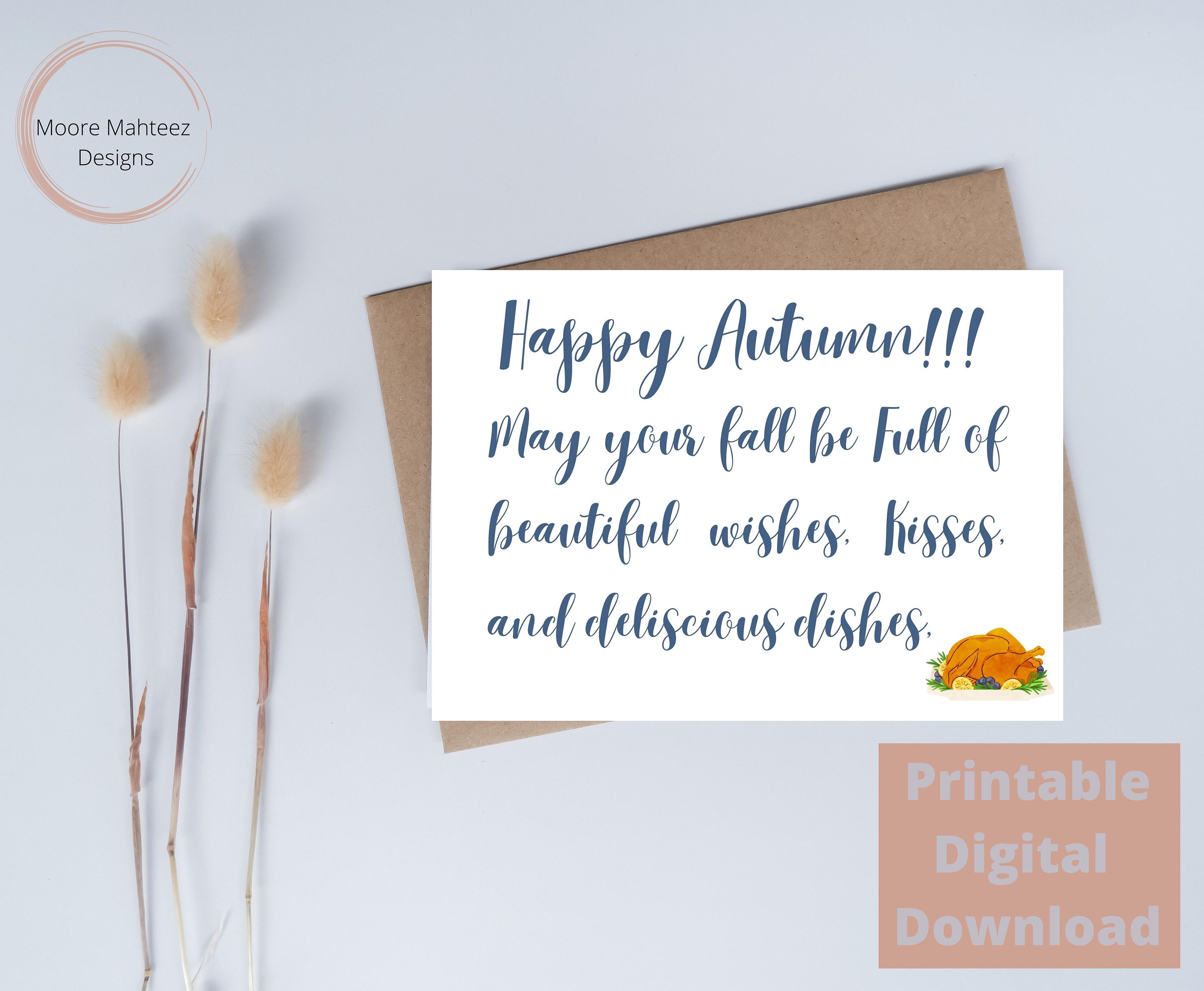 Printable Greeting Card | Autumn Card| Happy Fall Card | Instant ...