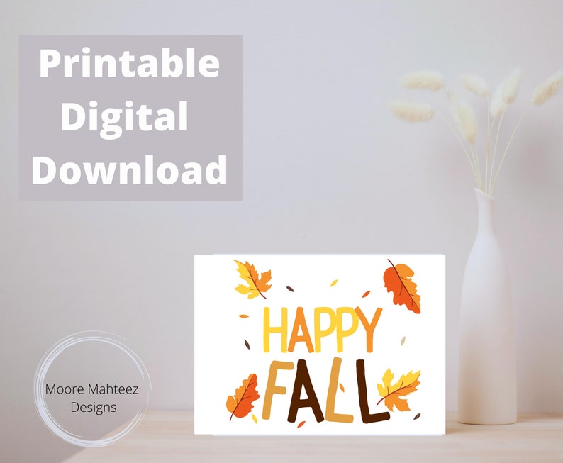 Printable Greeting Card Happy Fall Card Autumn Leaves - Etsy
