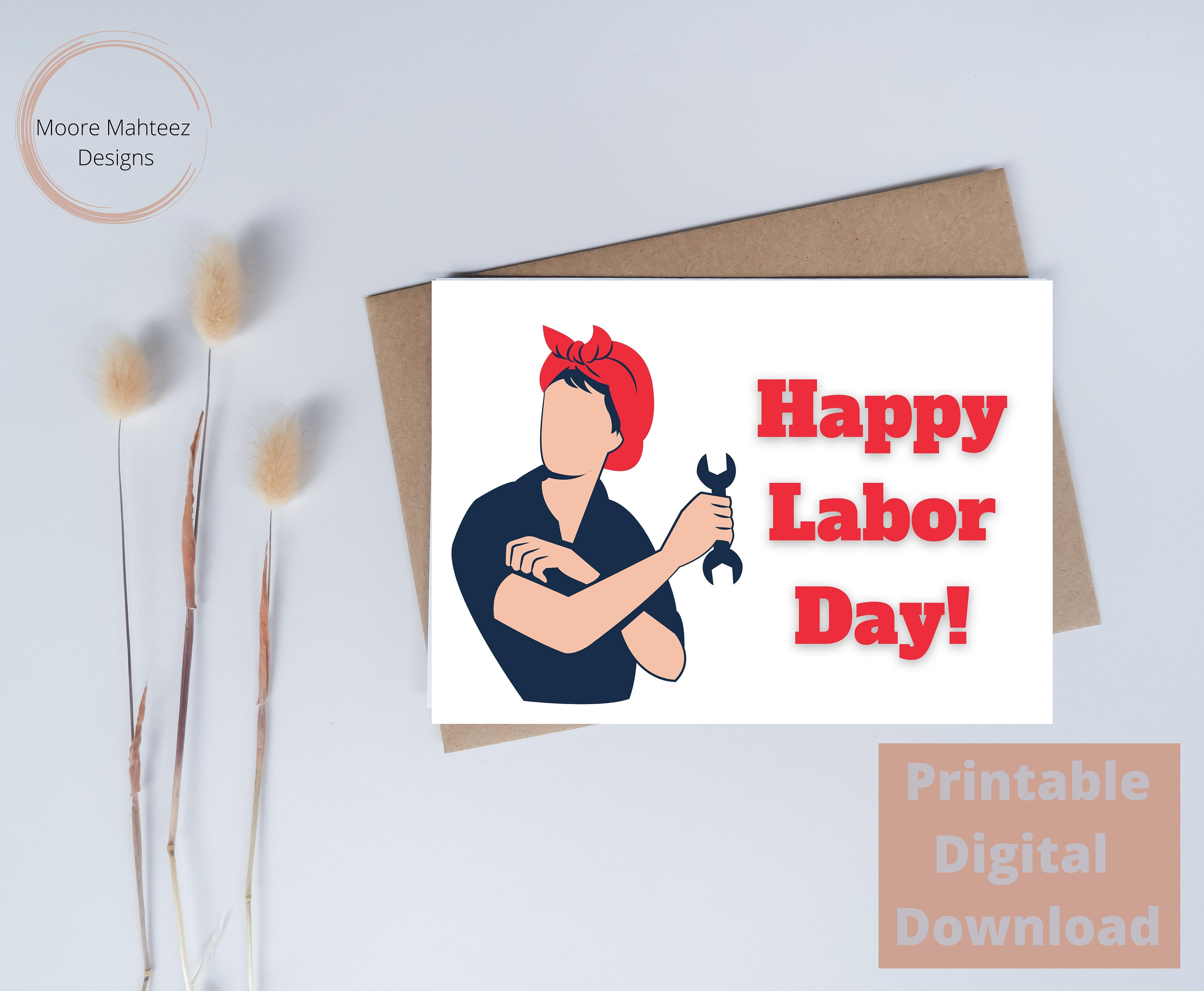 Printable Greeting Card Labor Day Card Woman Instant - Etsy