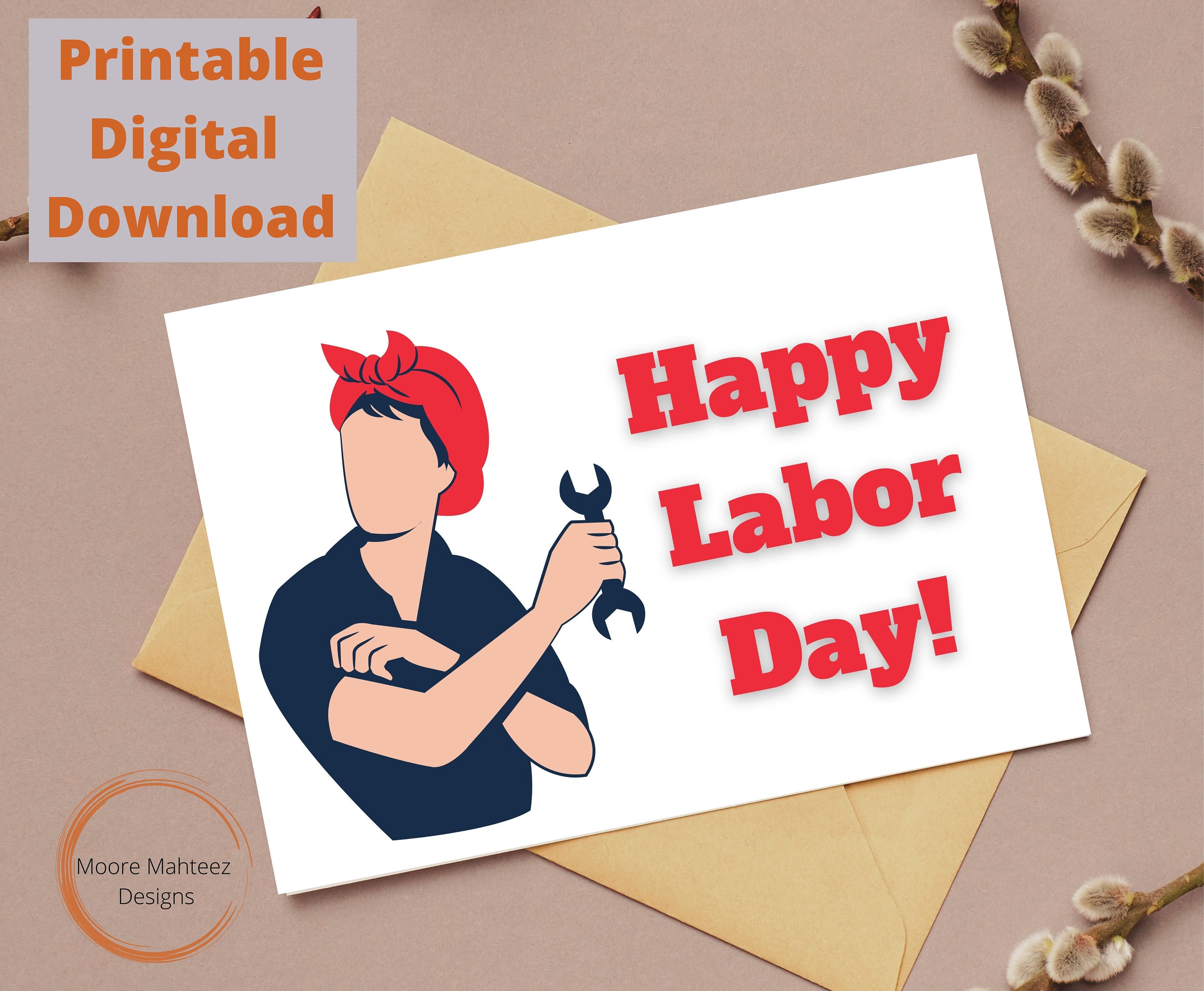 Printable Greeting Card | Labor Day Card| Woman | Instant Download ...